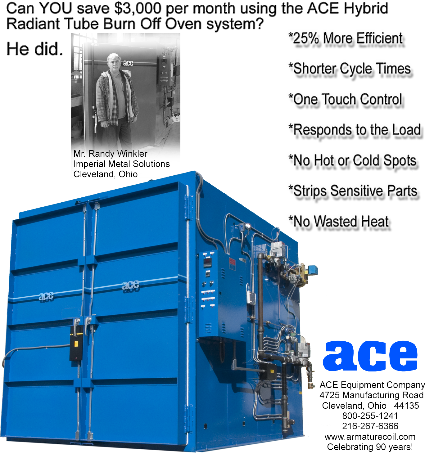Radiant tube series heat cleaning burn off ovens by ACE